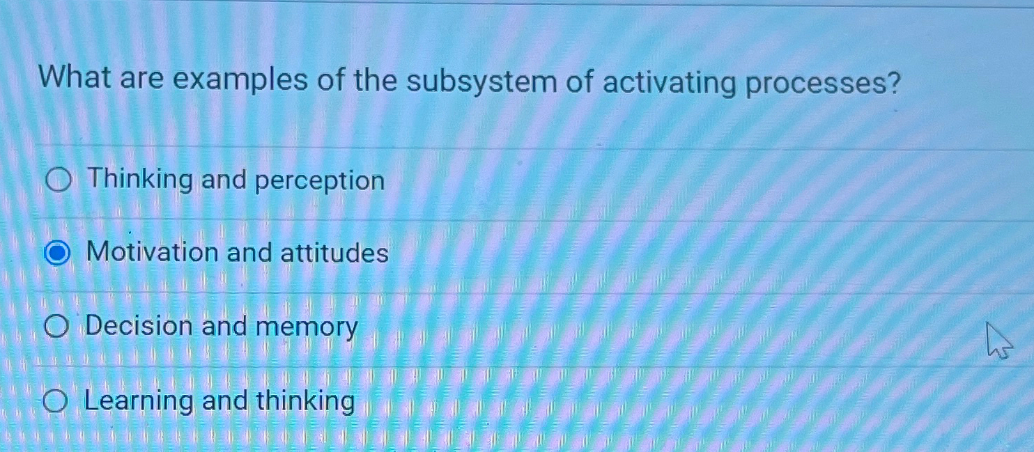 Solved What are examples of the subsystem of activating | Chegg.com