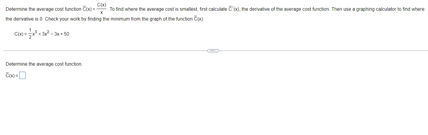Solved Determine the average cost function | Chegg.com
