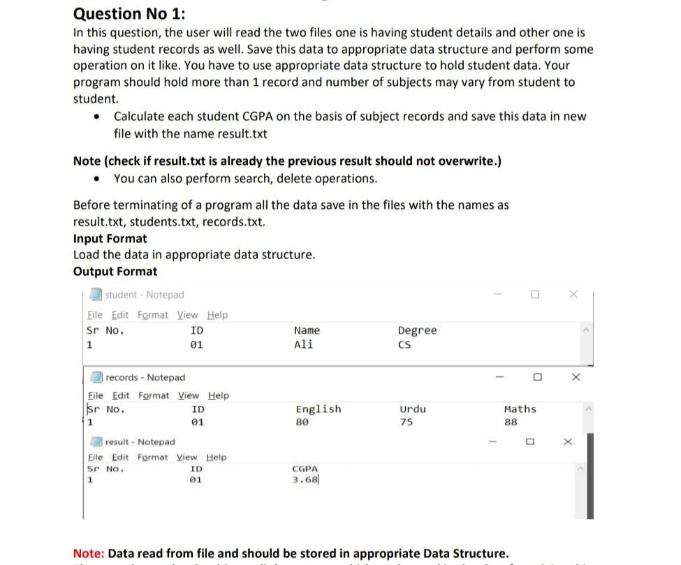 Solved Question No 1: In this question, the user will read | Chegg.com