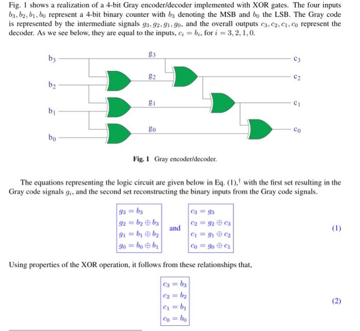 Solved Fig. 1 shows a realization of a 4-bit Gray | Chegg.com