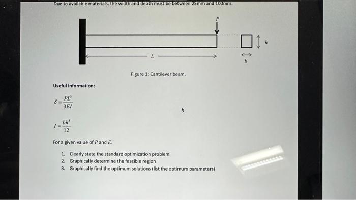 Solved Problem: A cantilever beam, as shown in Figure 1 , is | Chegg.com