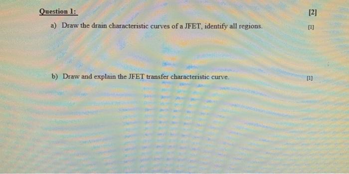 Solved Question 1: [2] a) Draw the drain characteristic | Chegg.com