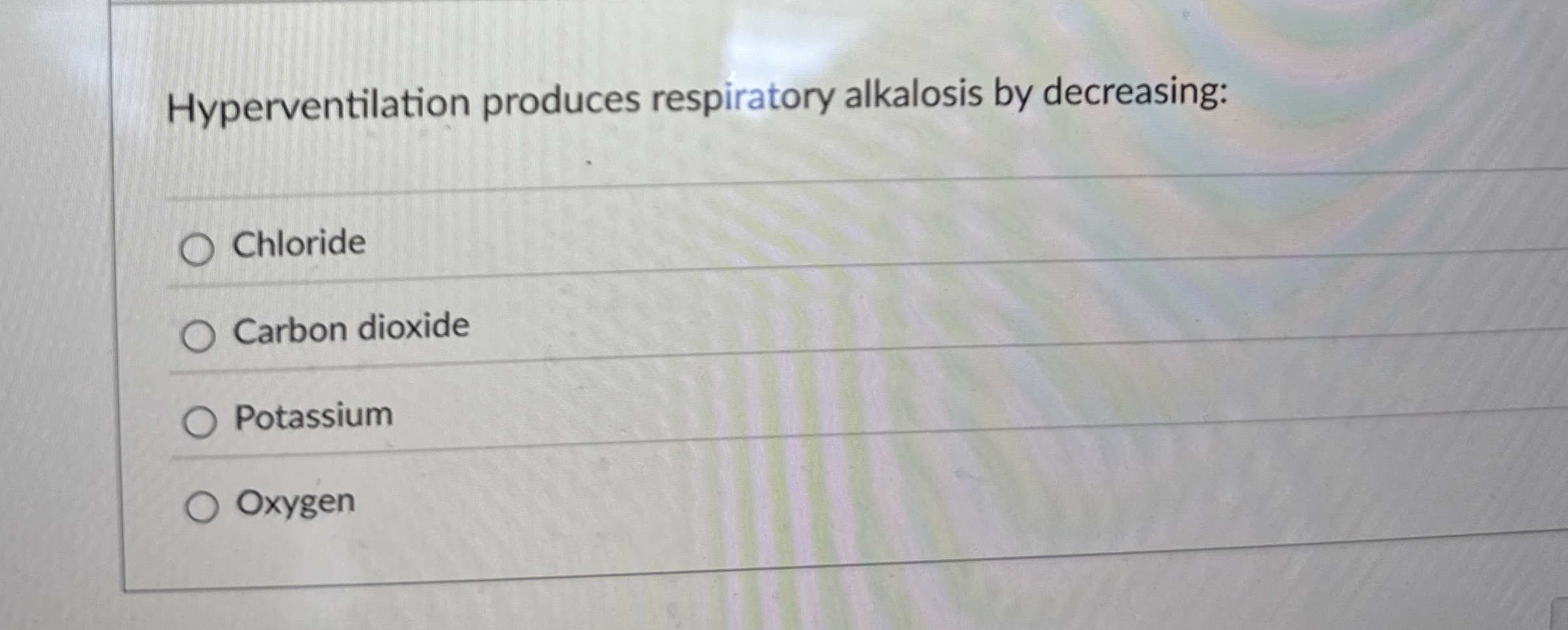 Solved Hyperventilation produces respiratory alkalosis by | Chegg.com