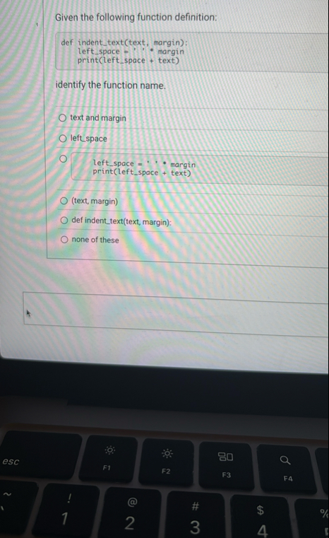 Solved Given the following function definition:identify the | Chegg.com