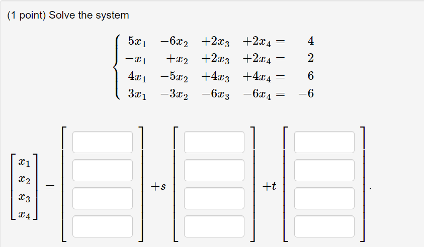 Solved (1 ﻿point) ﻿Solve the | Chegg.com