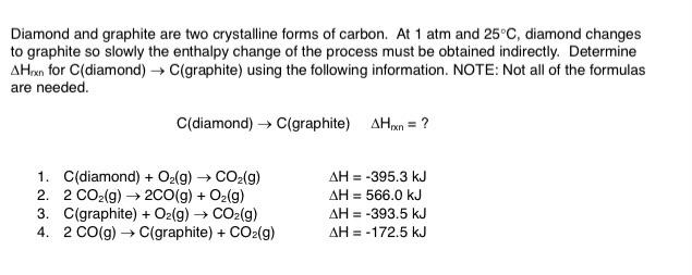 Solved Diamond and graphite are two crystalline forms of | Chegg.com