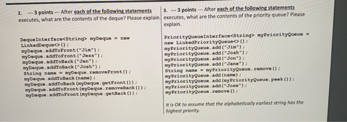 Solved PART C-Queues, Deques, and Priority Queues, 9 points | Chegg.com
