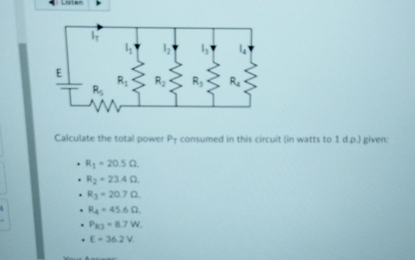 Solved Calculate the total power Pf consumed in this circuit | Chegg.com