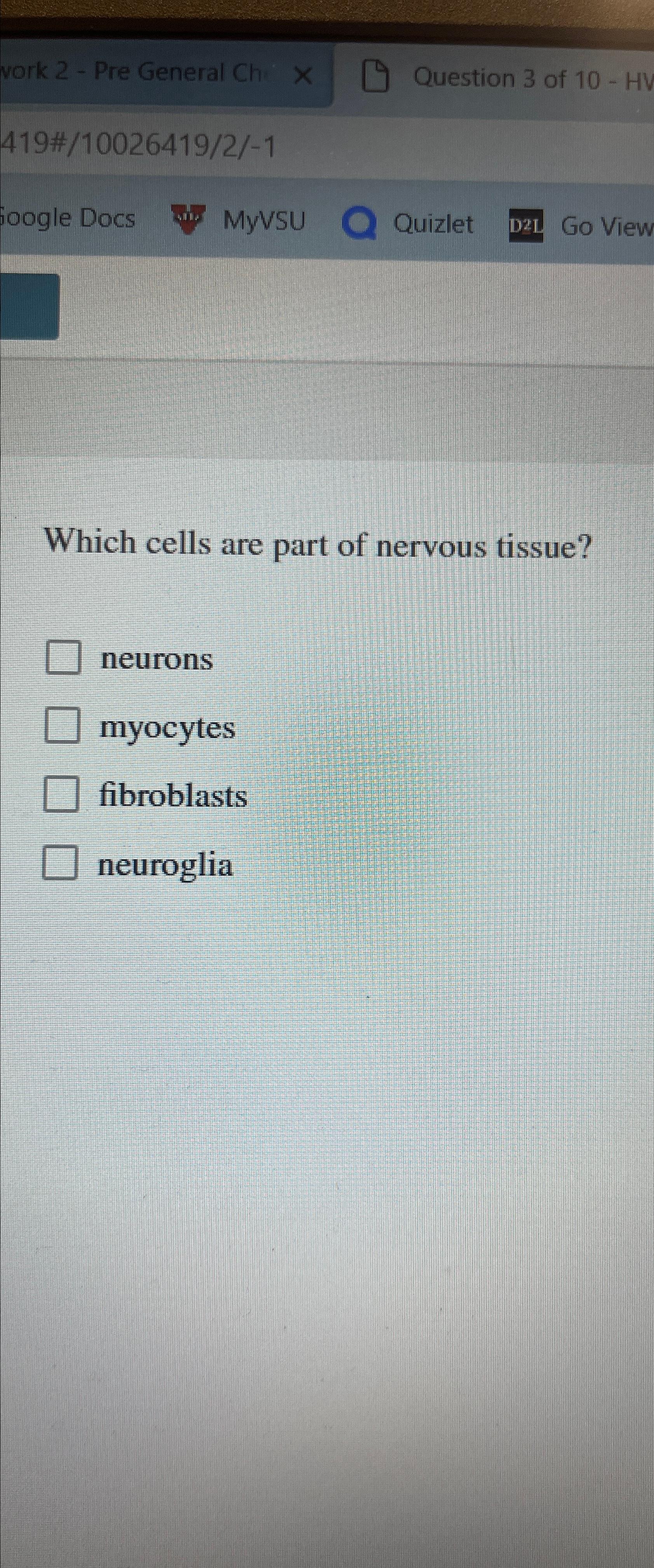 Solved Which cells are part of nervous | Chegg.com