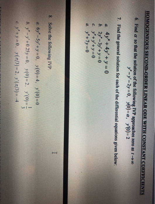 Solved HOMOGENEOUS SECOND-ORDER LINEAR ODE WITH CONSTANT | Chegg.com