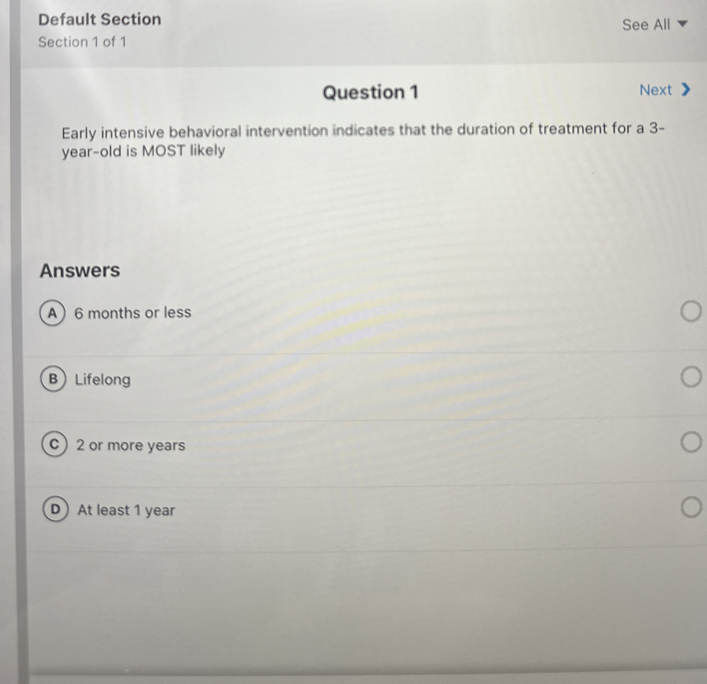 Solved Question 1Early intensive behavioral intervention | Chegg.com