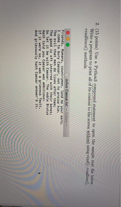 Solved 2. (15 points) Use a Python3 compound statement to | Chegg.com
