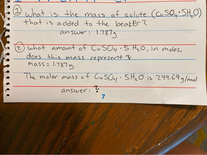 Solved ② what is the mass of solute (CuSO4.5H₂O) that is | Chegg.com