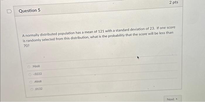 Solved A normally distributed population has a mean of 121 | Chegg.com