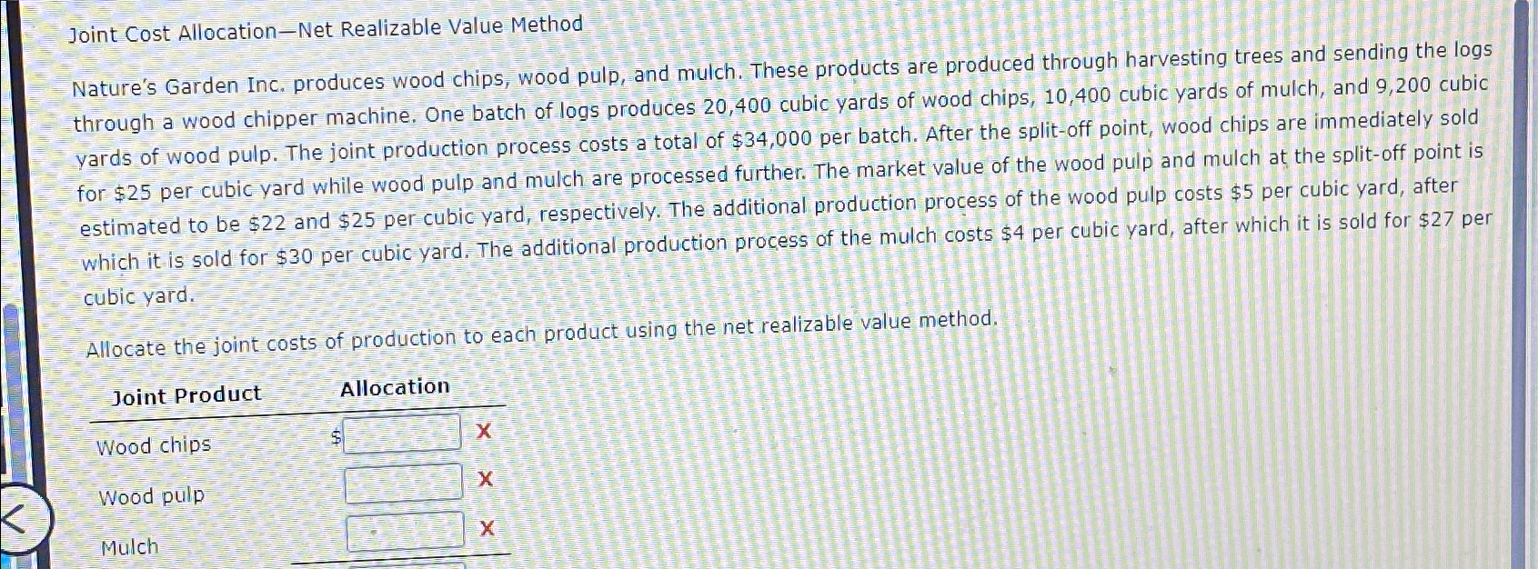 Solved Joint Cost Allocation-Net Realizable Value | Chegg.com
