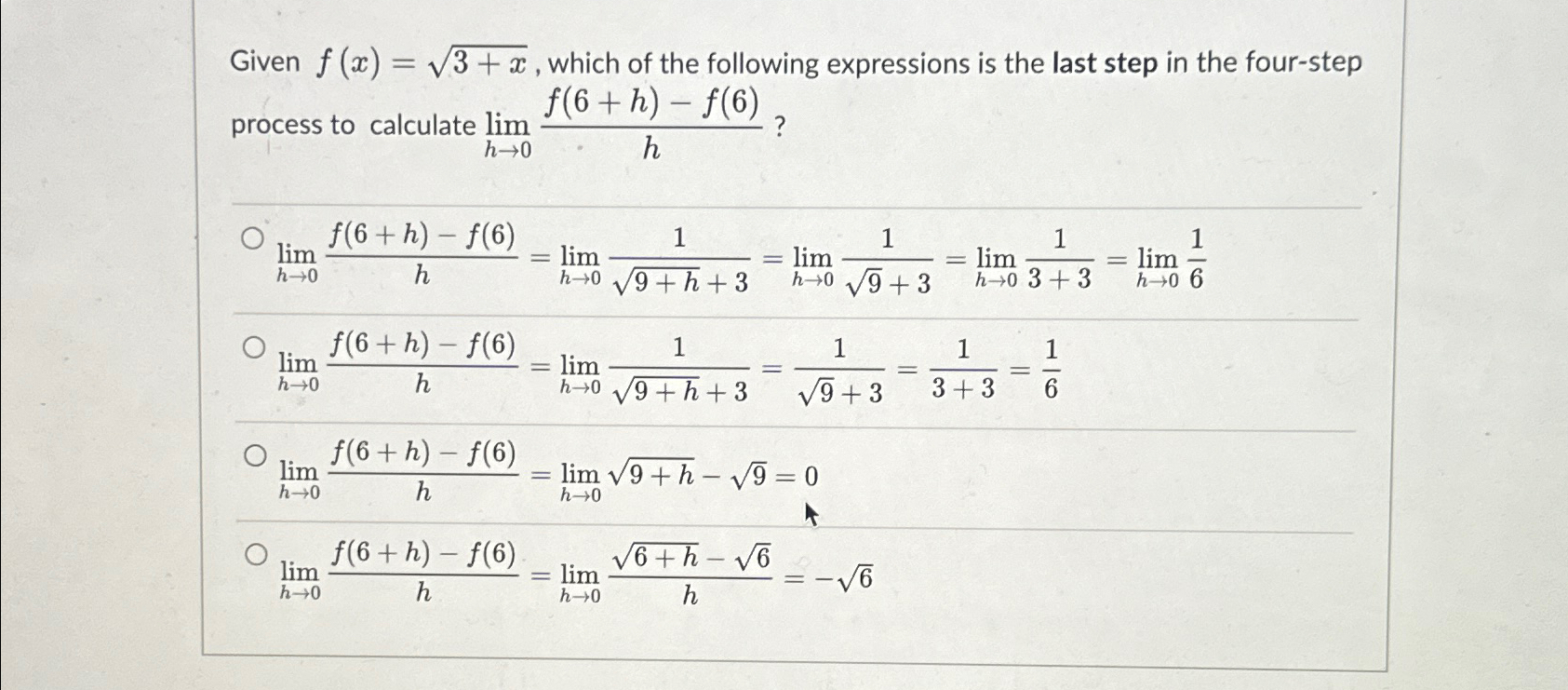 Solved Given f(x)=3+x2, ﻿which of the following expressions | Chegg.com
