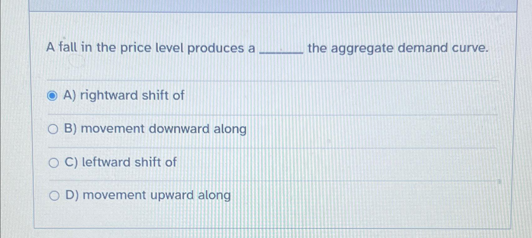 Solved A fall in the price level produces a the aggregate | Chegg.com