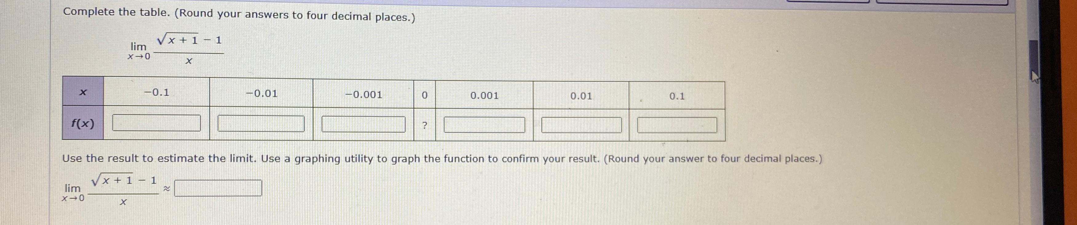 Solved Complete the table. (Round your answers to four | Chegg.com