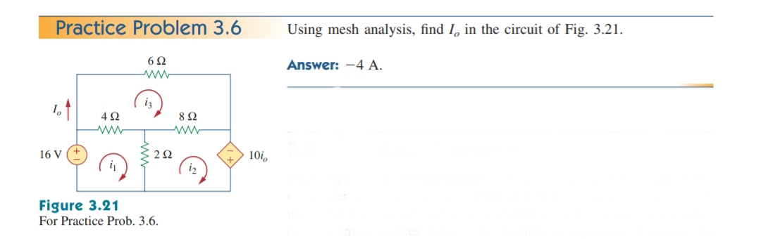 Solved Practice Problem 3.6 ﻿Using mesh analysis, find Io | Chegg.com