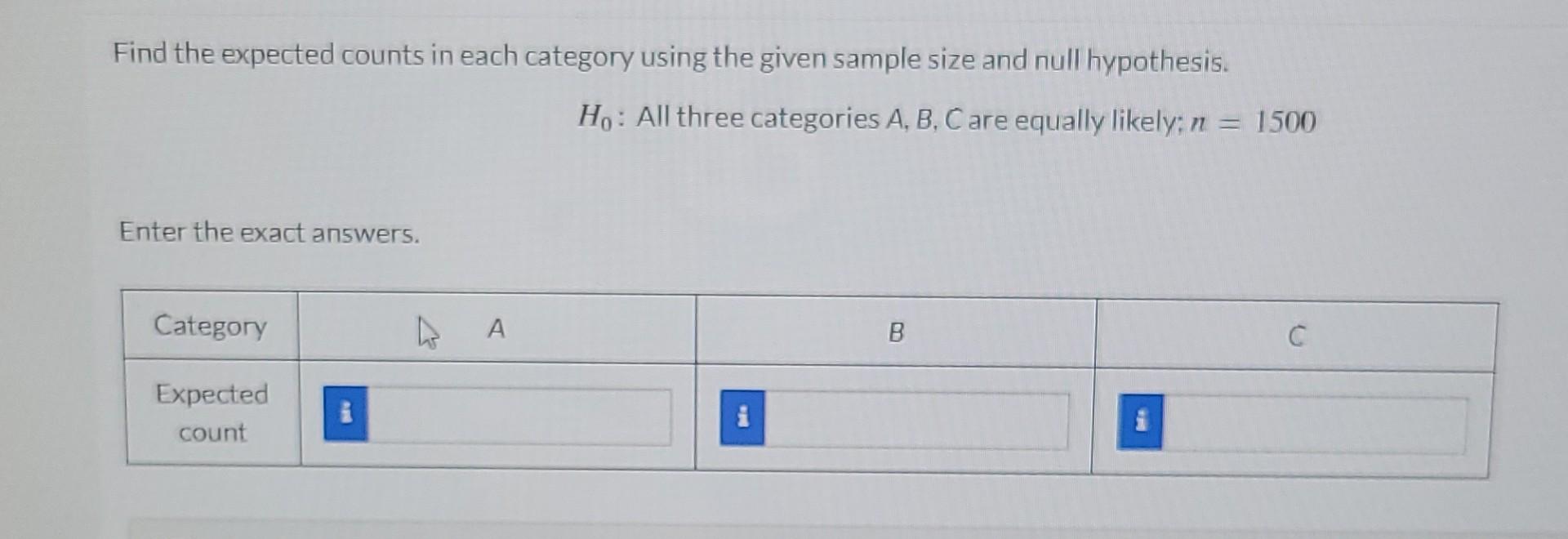 Solved Find the expected counts in each category using the | Chegg.com