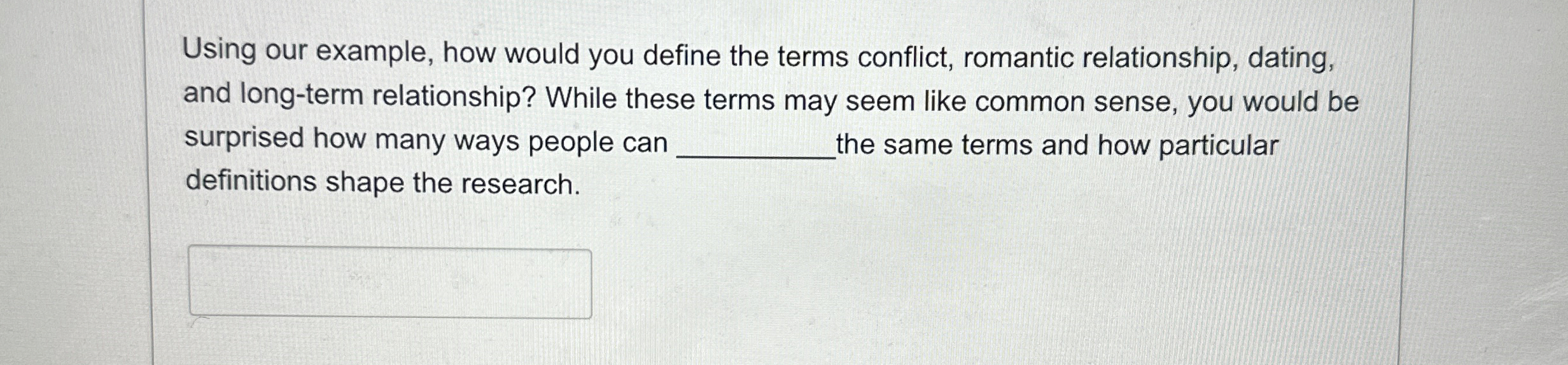 Solved Using our example, how would you define the terms | Chegg.com