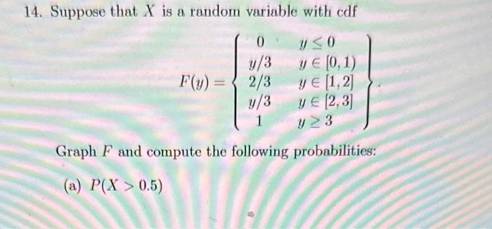 Solved 14. Suppose that X is a random variable with cdf | Chegg.com
