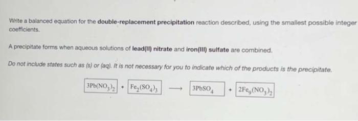 Solved Write a balanced equation for the double-replacement | Chegg.com