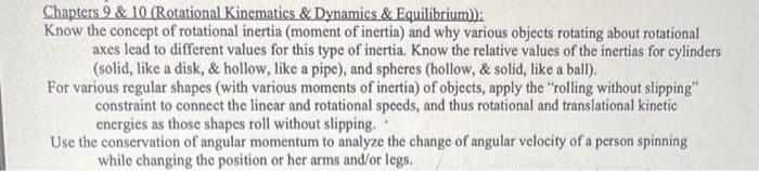 Solved Chapters 9 \& 10 (Rotational Kinematics \& Dynamics | Chegg.com