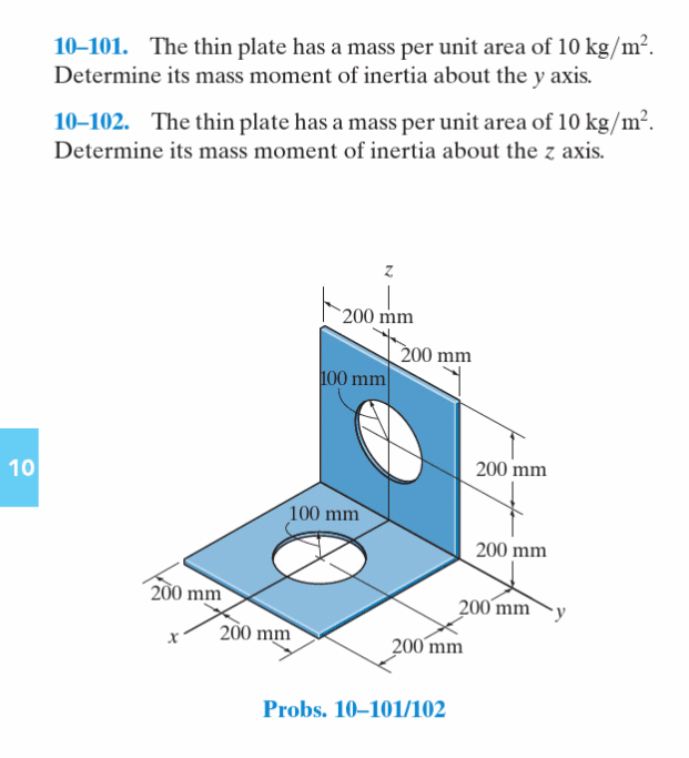 Solved 10-101. ﻿The thin plate has a mass per unit area of | Chegg.com