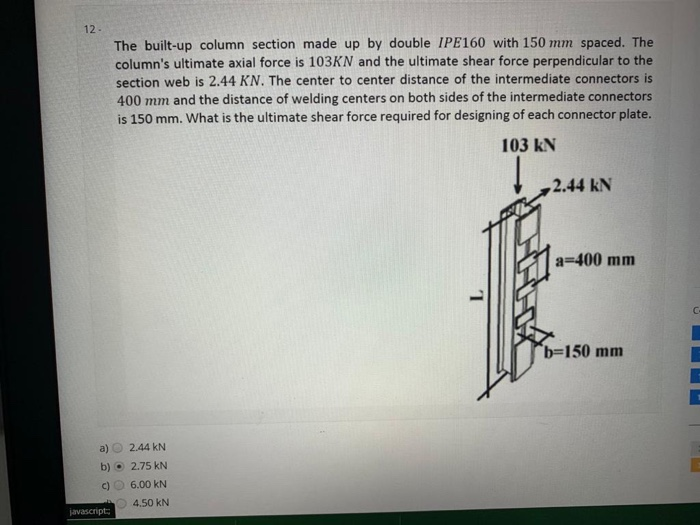 12 The built-up column section made up by double | Chegg.com