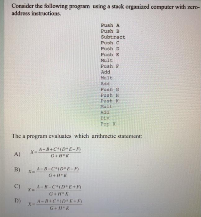 Solved Consider the following program using a stack | Chegg.com
