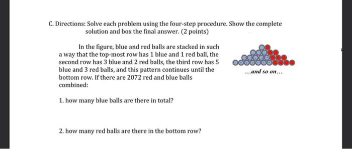 Solved C. Directions: Solve each problem using the four-step | Chegg.com