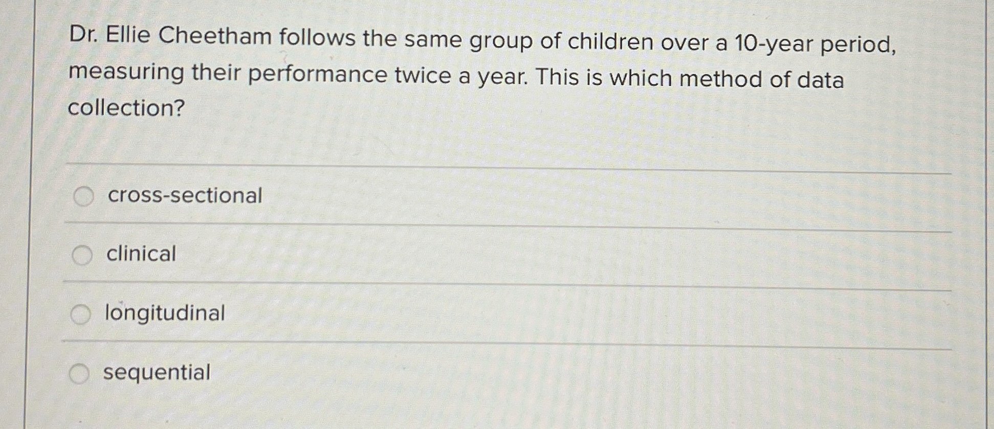 Solved Dr. ﻿Ellie Cheetham follows the same group of | Chegg.com