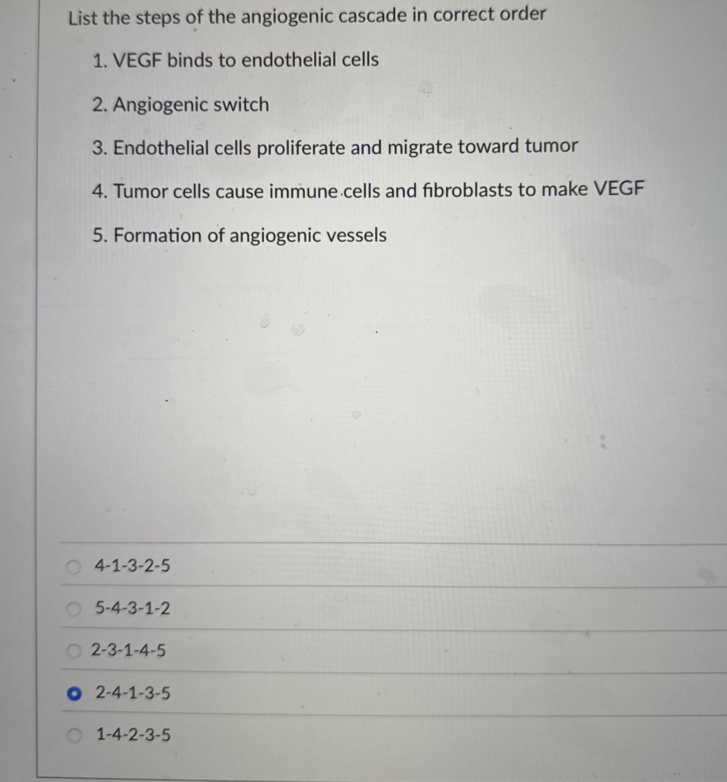 High Quality SOLUTION List the steps of the angiogenic cascade in correct | Chegg.com