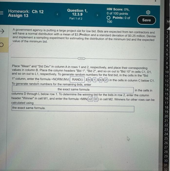 Solved Homework: Ch 12 Assign 13 O Question 1, 12.3.9 Part 1 | Chegg.com
