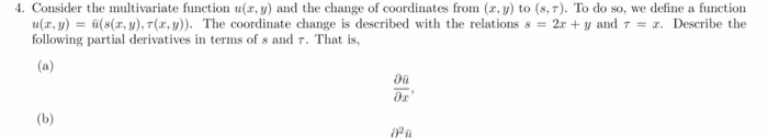 Solved 4. Consider the multivariate function u(x,y) and the | Chegg.com