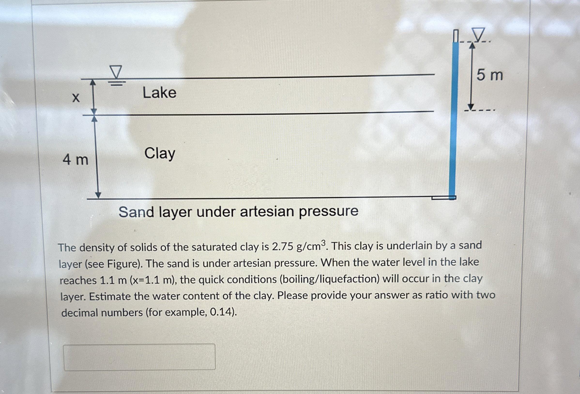 Solved The density of solids of the saturated clay is | Chegg.com