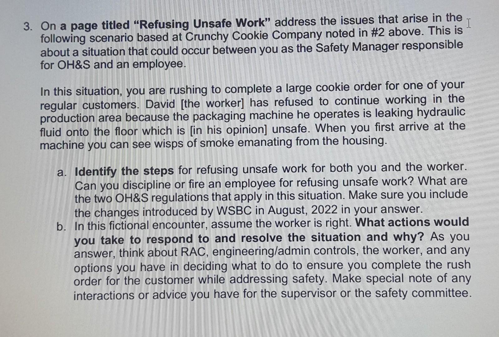 Solved 3. On a page titled "Refusing Unsafe Work" address | Chegg.com