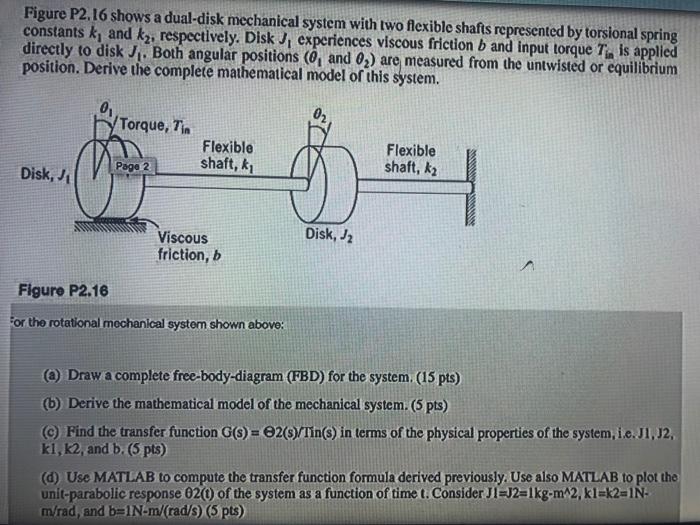 Solved Figure P2.16 shows a dual-disk mechanical system with | Chegg.com