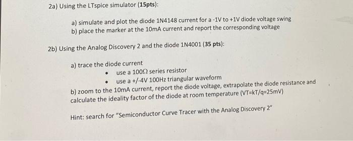 Solved 2a) Using the LTspice simulator (15pts): a) simulate | Chegg.com