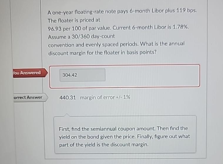 Solved A one-year floating-rate note pays 6-month Libor plus | Chegg.com