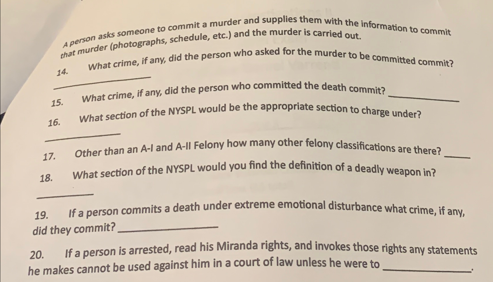 Solved A person asks someone to commit a murder and supplies | Chegg.com