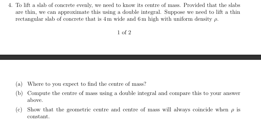 Solved To lift a slab of concrete evenly, we need to know | Chegg.com