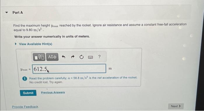 Solved A rocket, initially at rest on the ground, | Chegg.com
