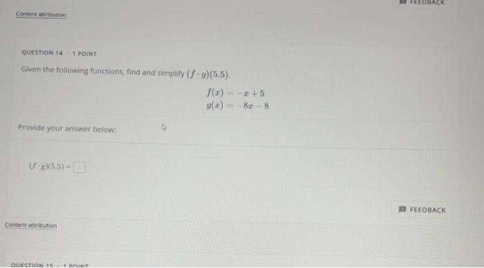 Solved quEstion 14 - I Point Given the following functions, | Chegg.com