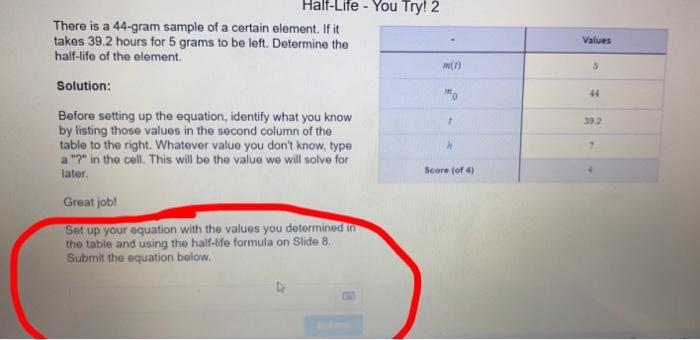 Solved Exponential Decay (Half-Life) The half-life of a | Chegg.com