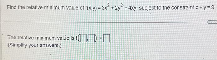 Solved Find the relative minimum value of | Chegg.com