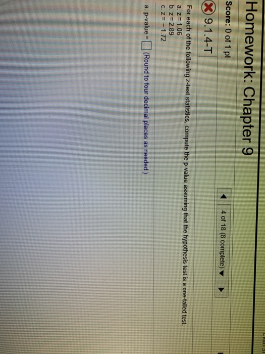 Solved Homework Chapter 9 Score 0 Of 1 Pt 9 1 4 T 4 Of 18