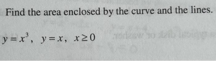 Solved Find the area enclosed by the curve and the lines. | Chegg.com