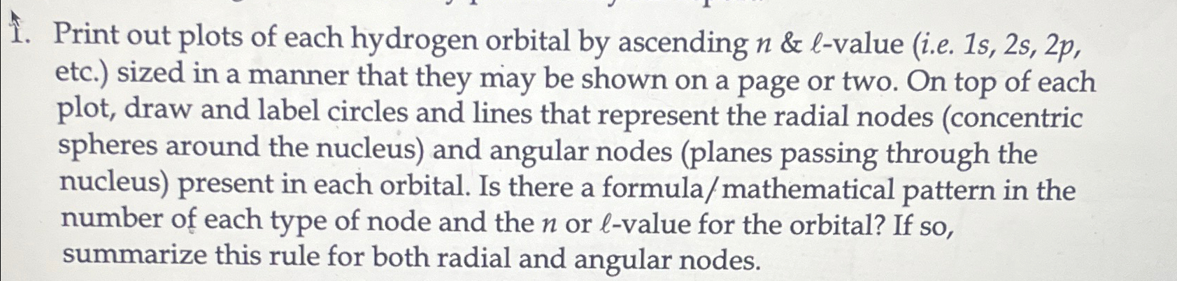 Solved Print out plots of each hydrogen orbital by ascending | Chegg.com